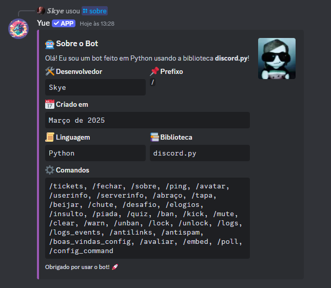 Yue - O Bot de Discord em Desenvolvimento